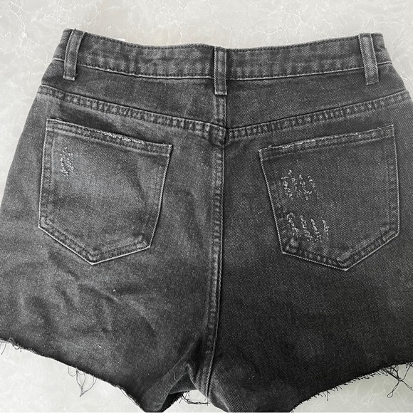 PrettyLittleThing | Shorts | Faded Black High Waist Denim Cutoffs ...